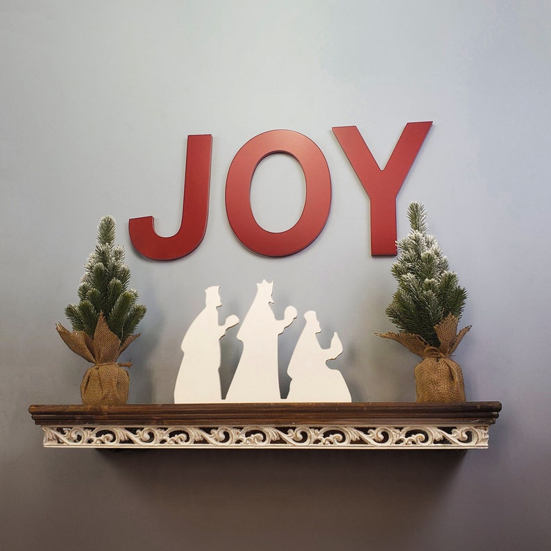 JOY Letters in Block Letters With Wreath Available Large - Etsy