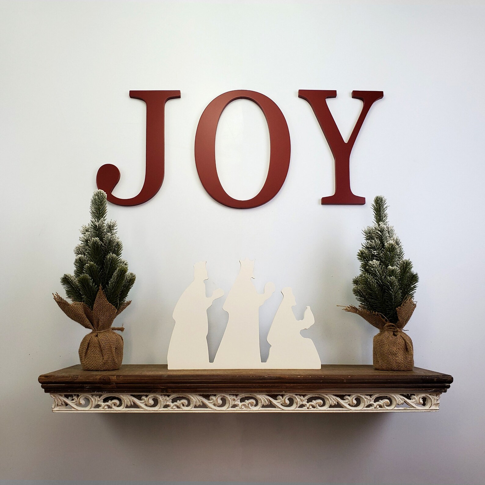 JOY Sign With Wreath Farmhouse Christmas Decor Red Large - Etsy