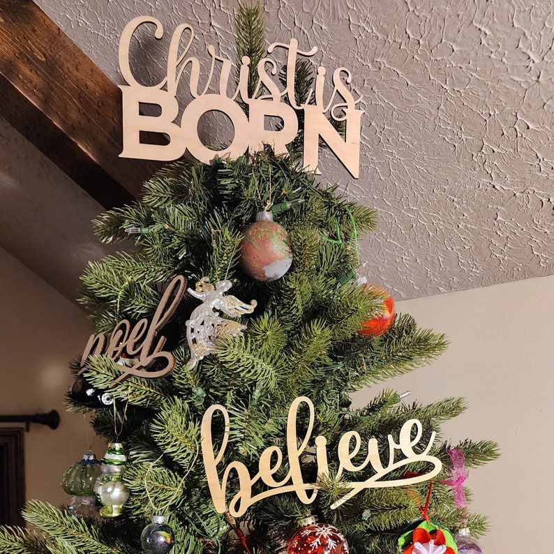 Christ is Born Christmas Tree Topper Christian Gift Wooden - Etsy