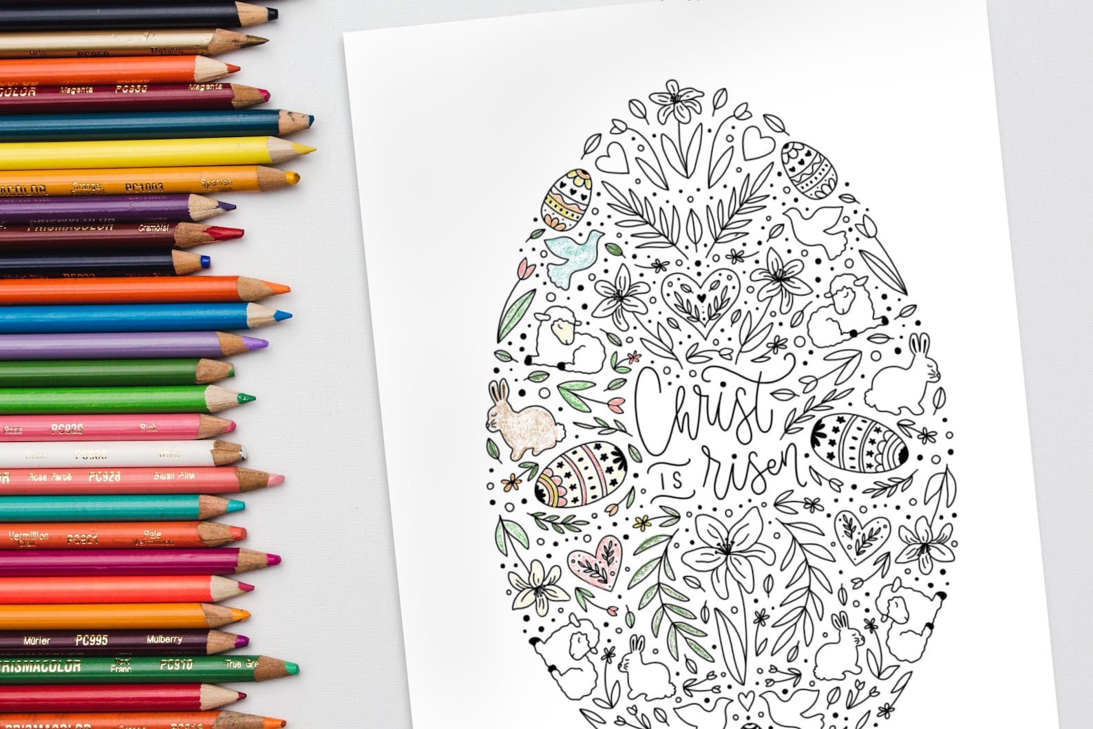 Easter Coloring Page Hand-illustrated Design Printable DIY | Etsy