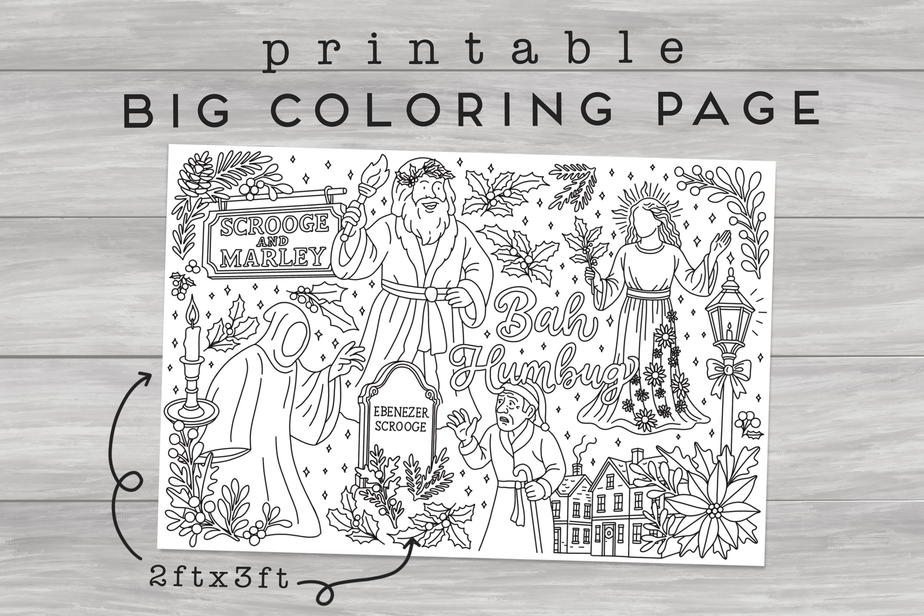 A Christmas Carol BIG Coloring Poster: Kid & Adult Printable (24x36 ...