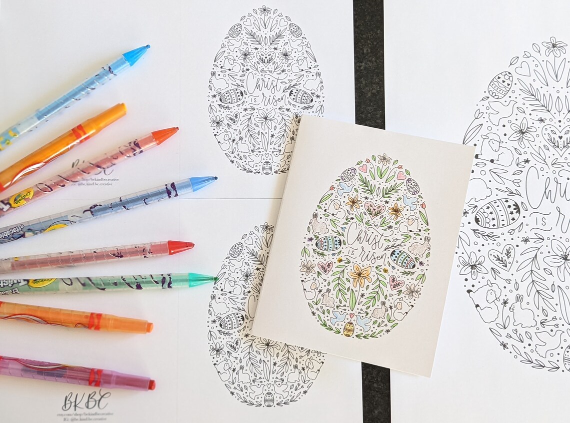 Easter Coloring Page Hand-illustrated Design Printable DIY | Etsy