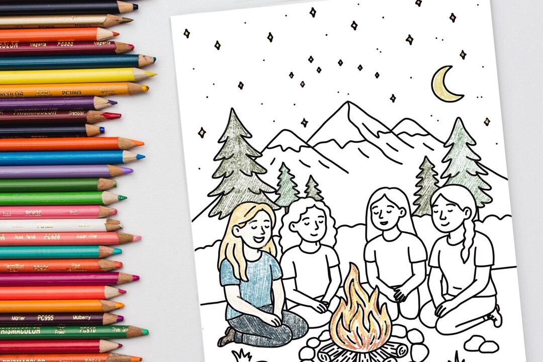 Girl’s Camp Coloring Page | Praying | Printable Coloring Page | Young ...