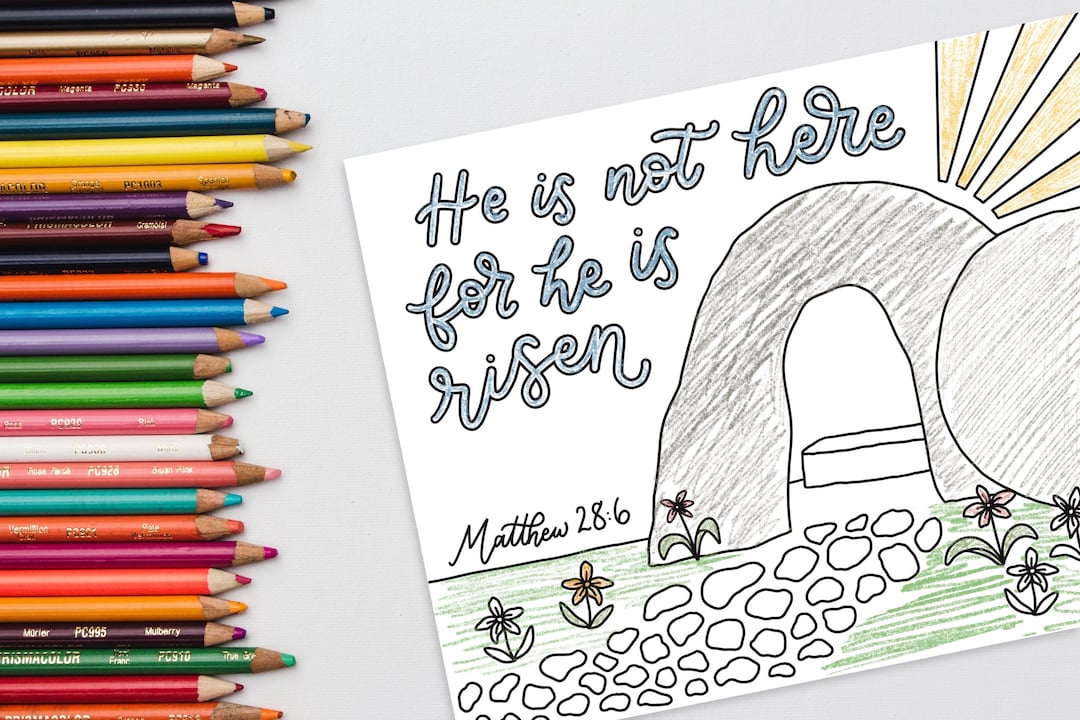 He is Risen Coloring Page | Hand-illustrated Design | Printable DIY ...