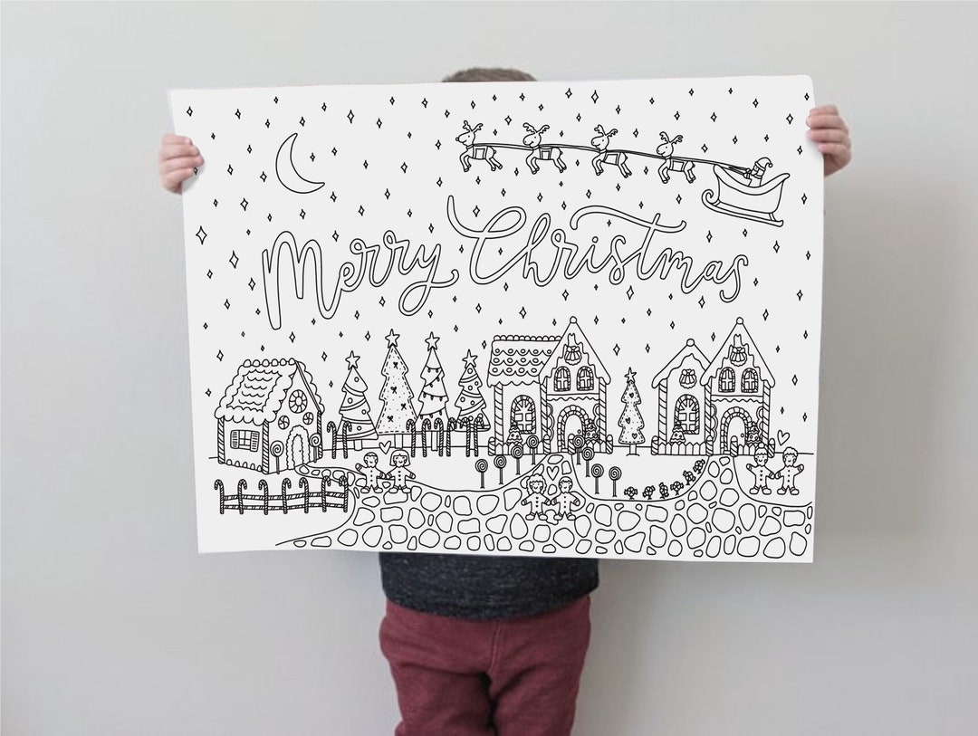 Christmas Gingerbread Village BIG Coloring Page | 24x36 Inch Poster ...