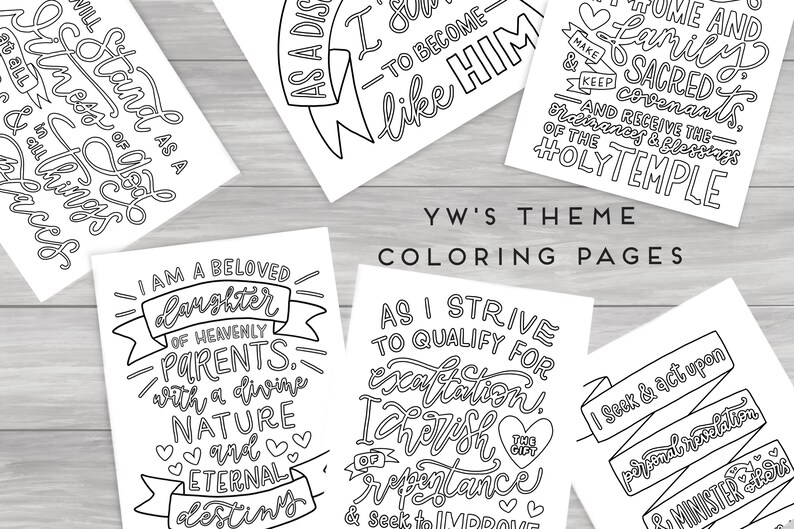 Young Women Theme Coloring Pages: LDS Activity (digital Download) - Etsy