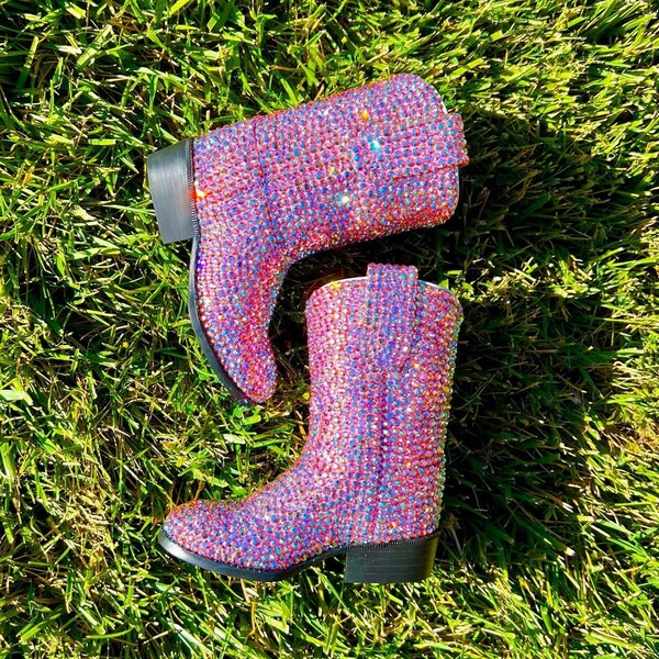 Rhinestone Boots - Etsy