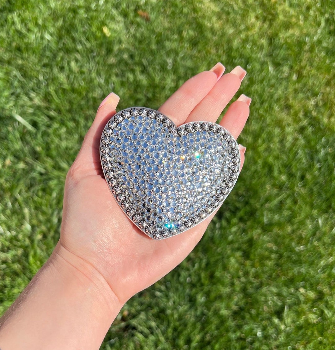 Heart Rhinestone Belt Buckle - Etsy