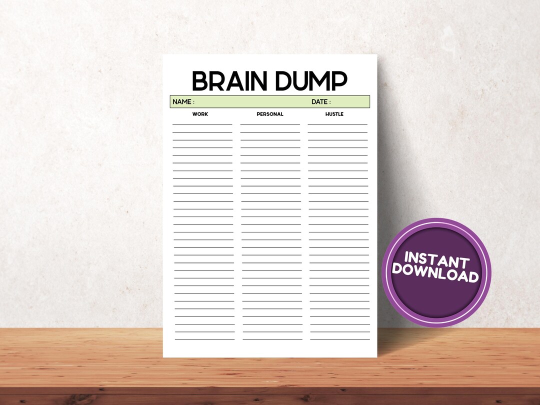 Brain Dump Printable, Task Tracker, Project Planner, Declutter Planner ...