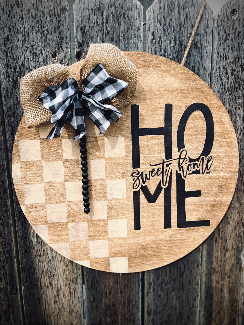 Checkered Welcome Sign Modern Farmhouse Welcome Porch Sign Welcome ...
