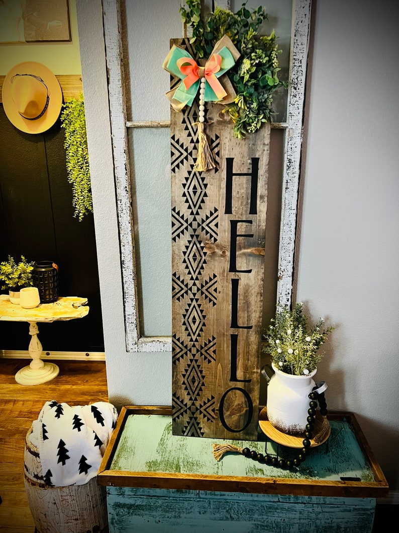 Aztec Welcome Sign Rustic Farmhouse Welcome Porch Sign - Etsy