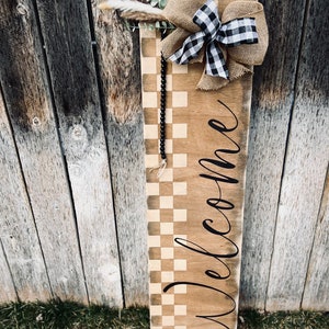 Checkered Welcome Sign Modern Farmhouse Welcome Porch Sign Welcome ...