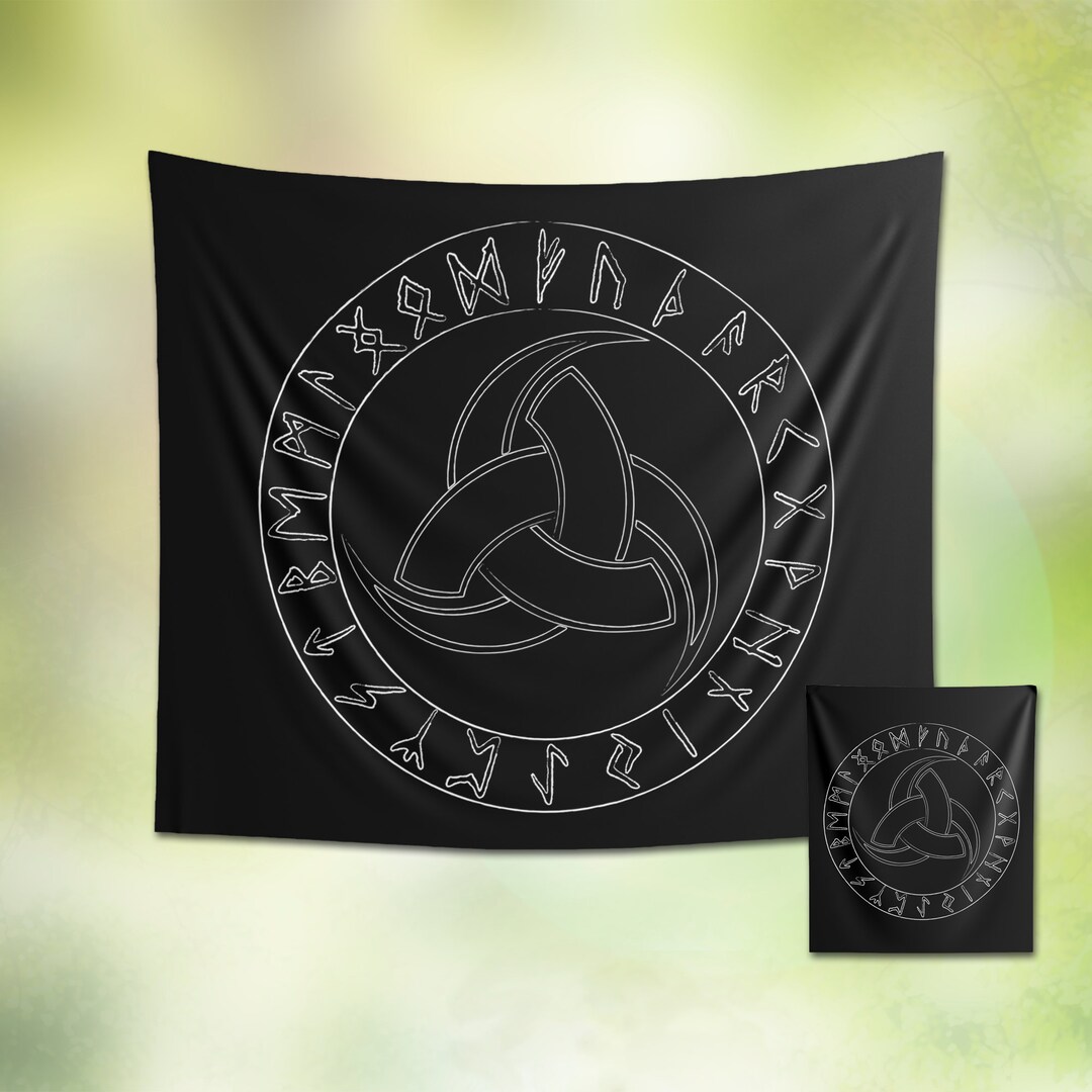 Odin's Triple Horn Wall Tapestry | Runic Alphabet Wall Hanging | Ásatrú ...