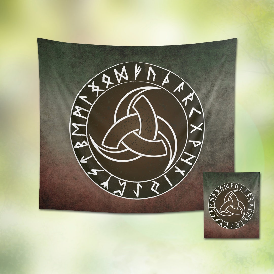 Odin's Triple Horn Wall Tapestry | Runic Alphabet Wall Hanging | Ásatrú ...