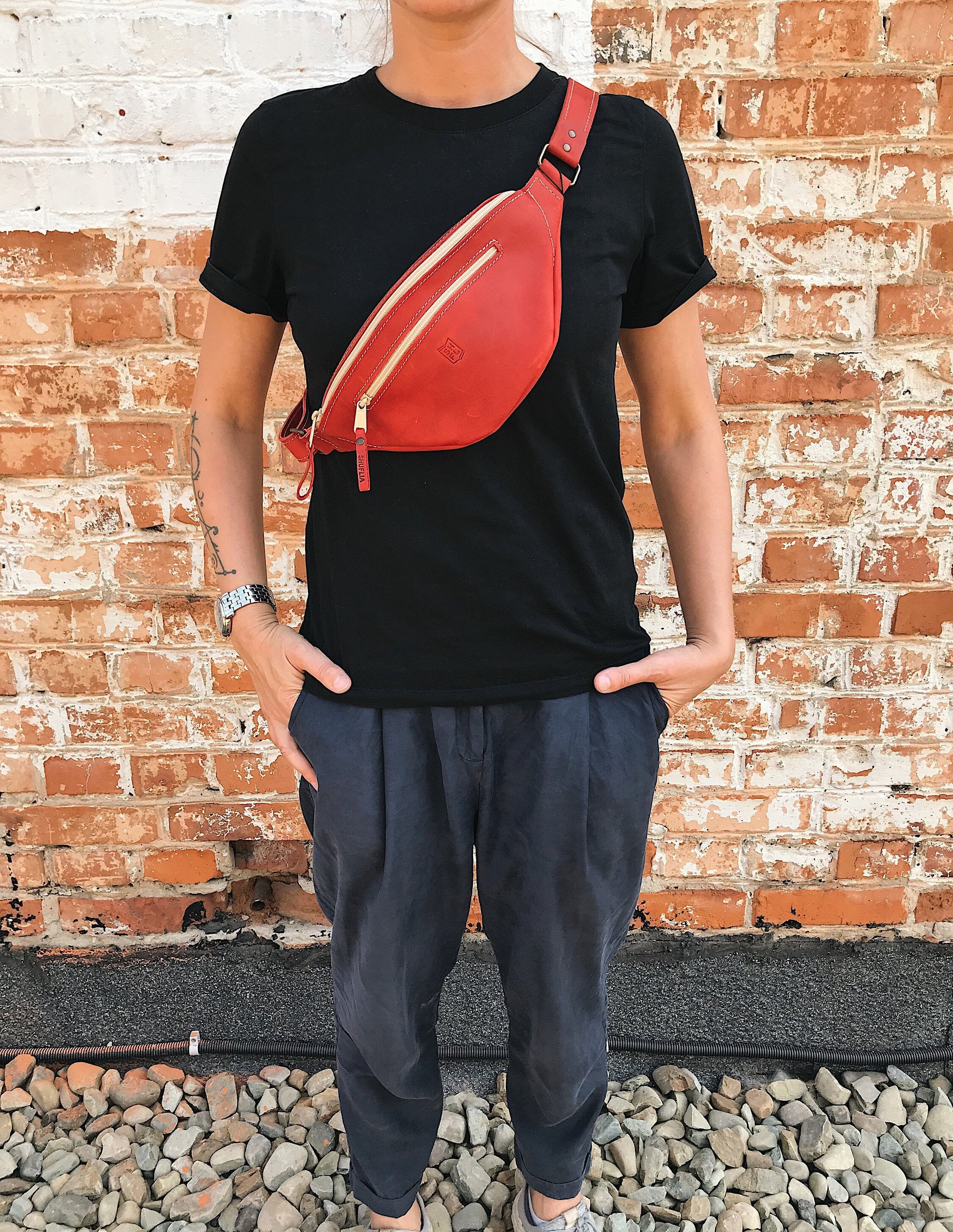 Red Leather Fanny Pack for Women, Personalise Leather Hip Bag - Etsy