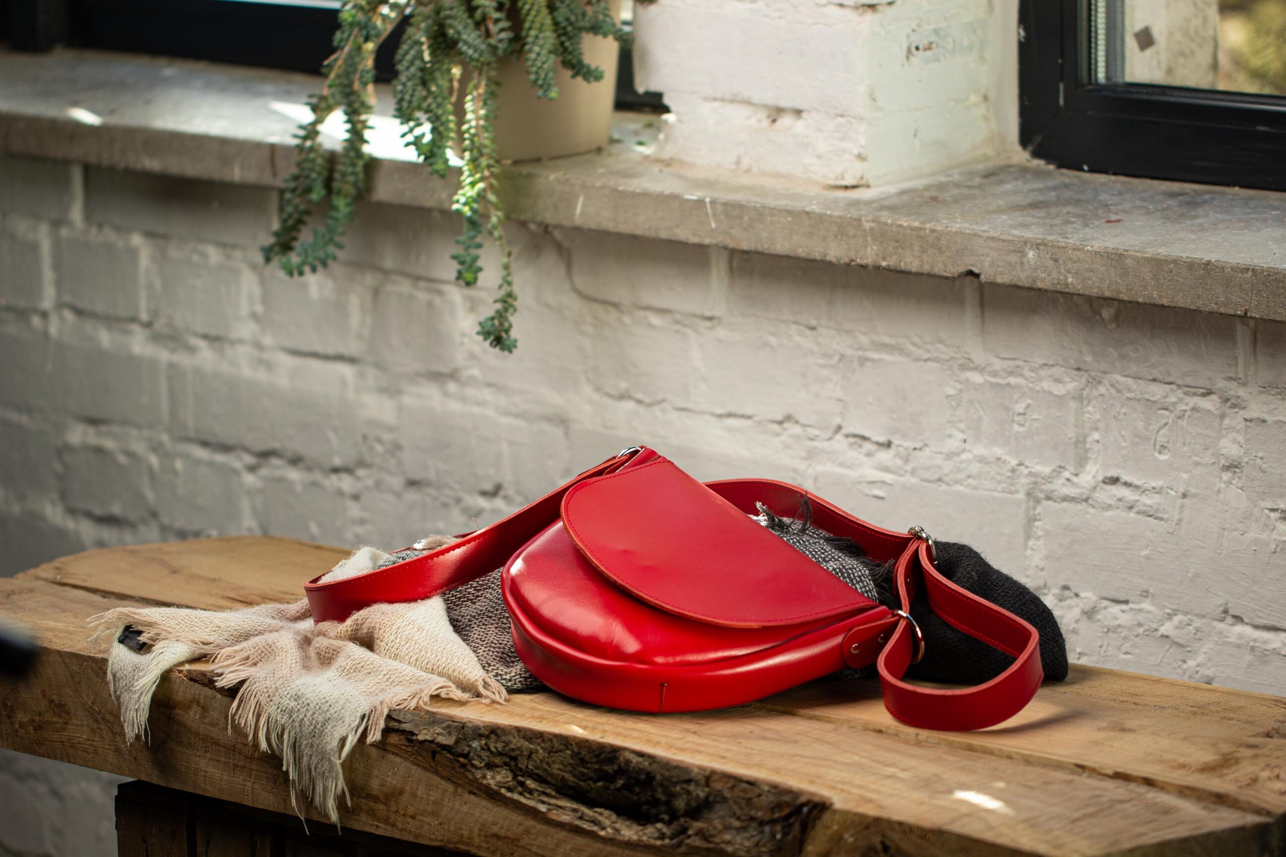 Leather Crossbody Bag Women Red Small Bag Red Small Purse | Etsy
