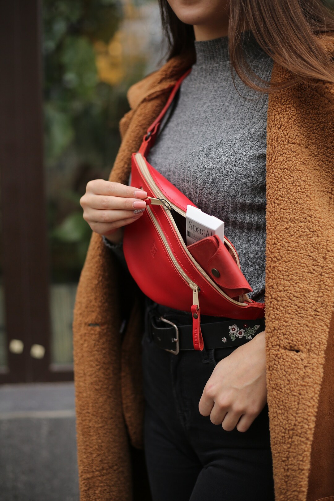 Red Leather Fanny Pack for Women, Personalise Leather Hip Bag - Etsy