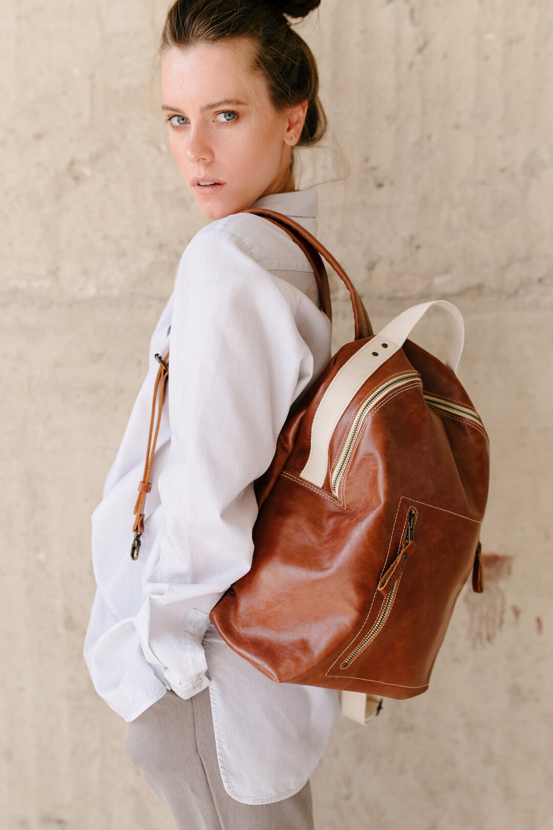 Handmade Brown Leather Laptop Backpack: Travel Backpack - Etsy