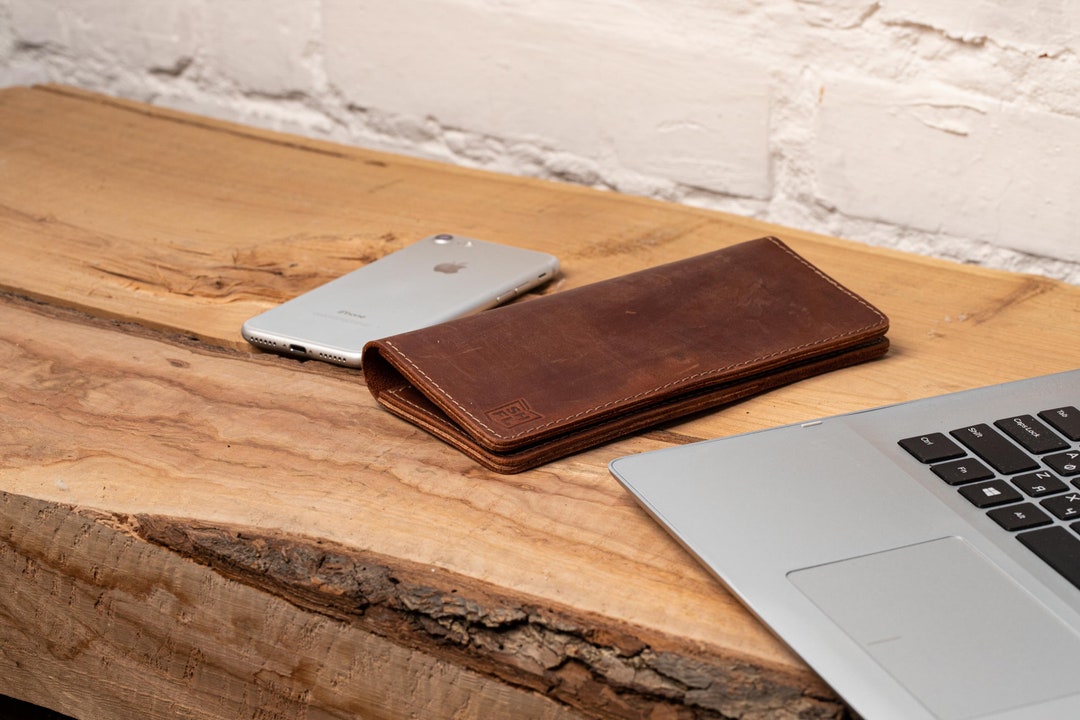 Long Leather Wallet, Slim Leather Wallet for Women, Leather Long Purse ...