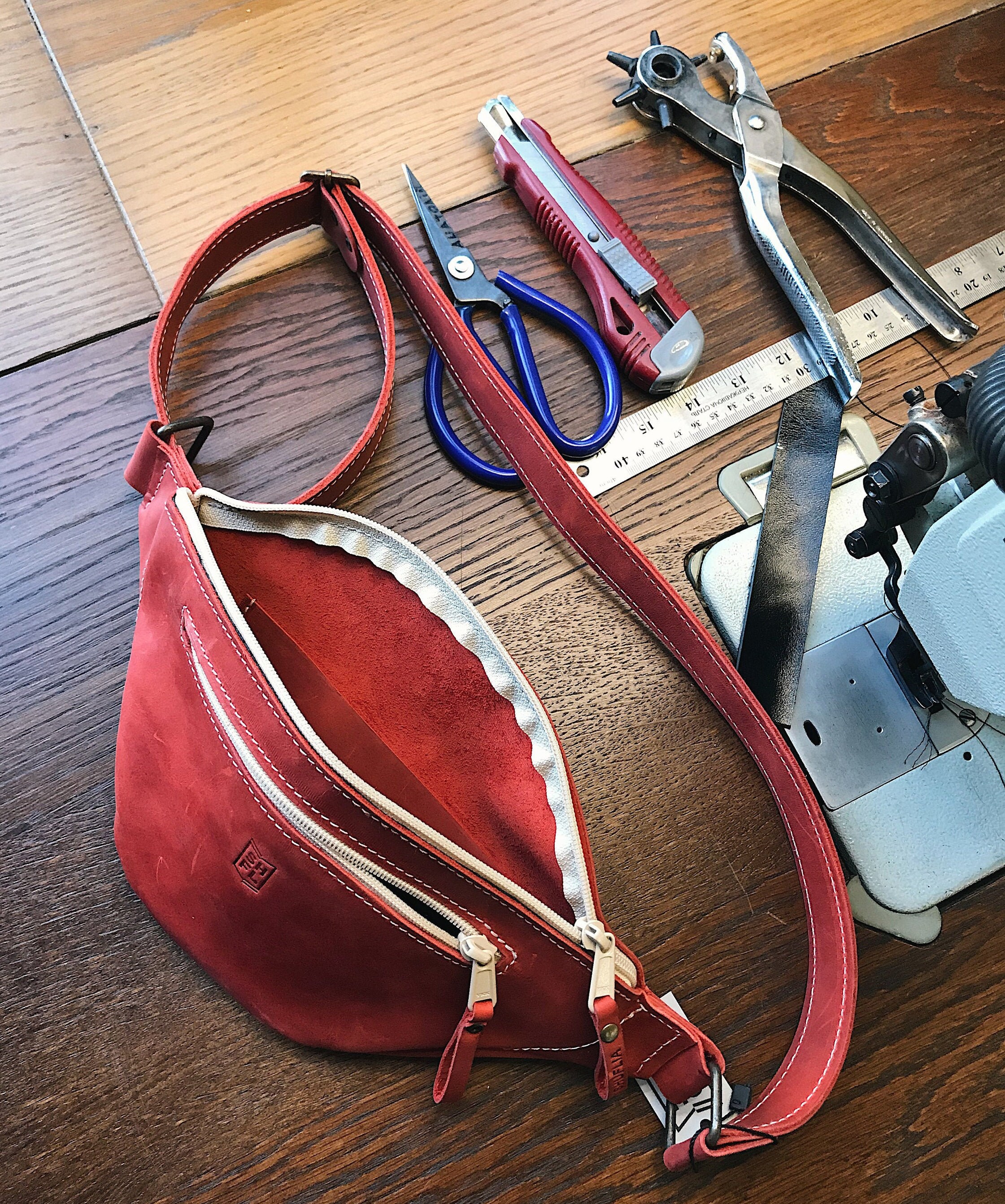 Red Leather Fanny Pack for Women, Personalise Leather Hip Bag - Etsy