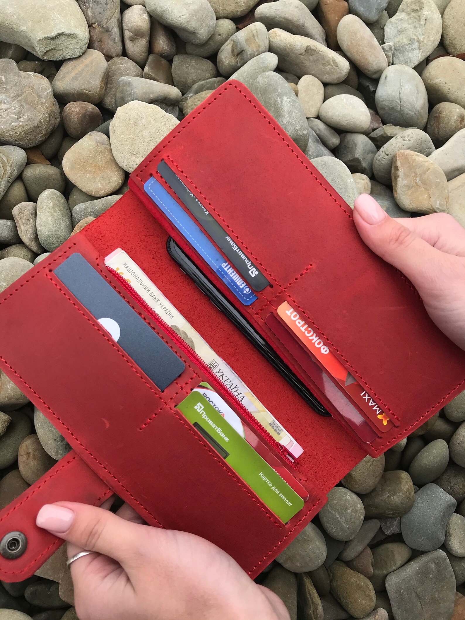 Leather Phone Wallet Case Personalized Cash Envelope Clutch - Etsy