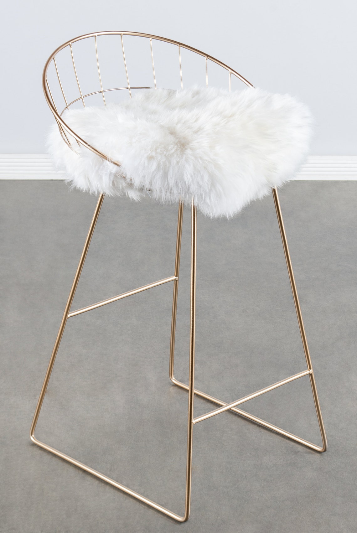 Genuine Sheepskin Seat Chair Stool Pad Mini Rug Carpet Ivory off White ...