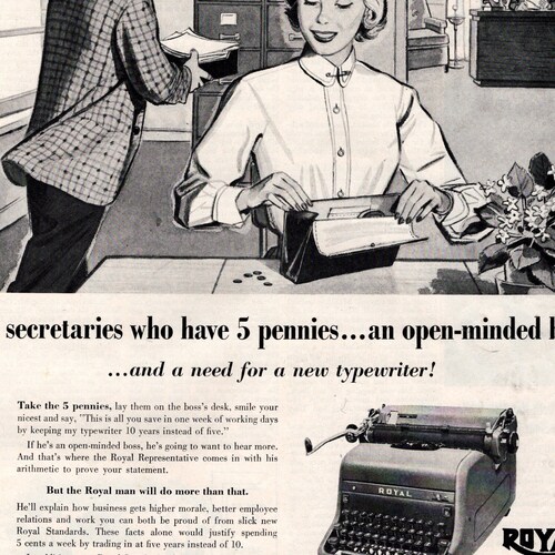 Vintage 1940s Royal Portable Typewriter Print Ad - Etsy