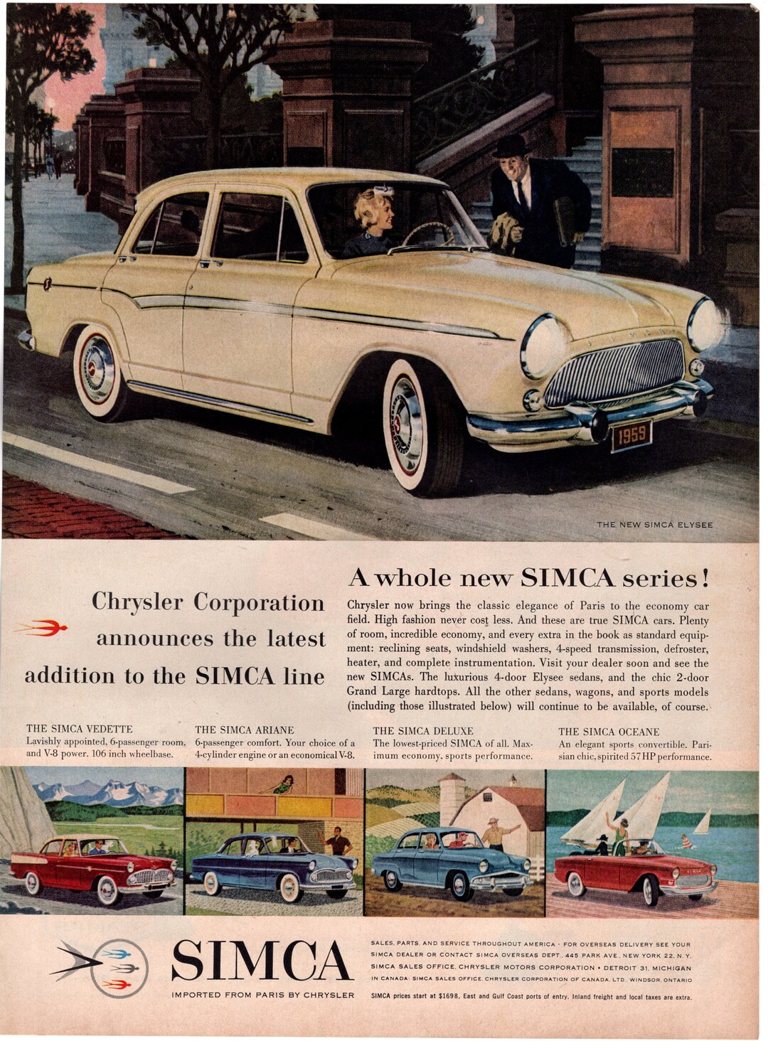 1959 Original Vintage Simca Car Magazine Ad Imported by - Etsy