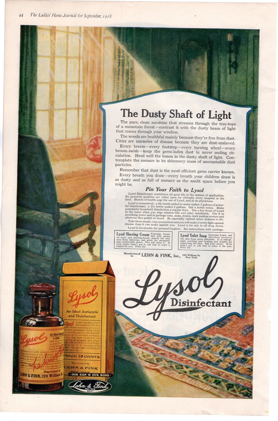 1918 Original Vintage Lysol Disinfectant Cleaner Magazine Ad - Etsy
