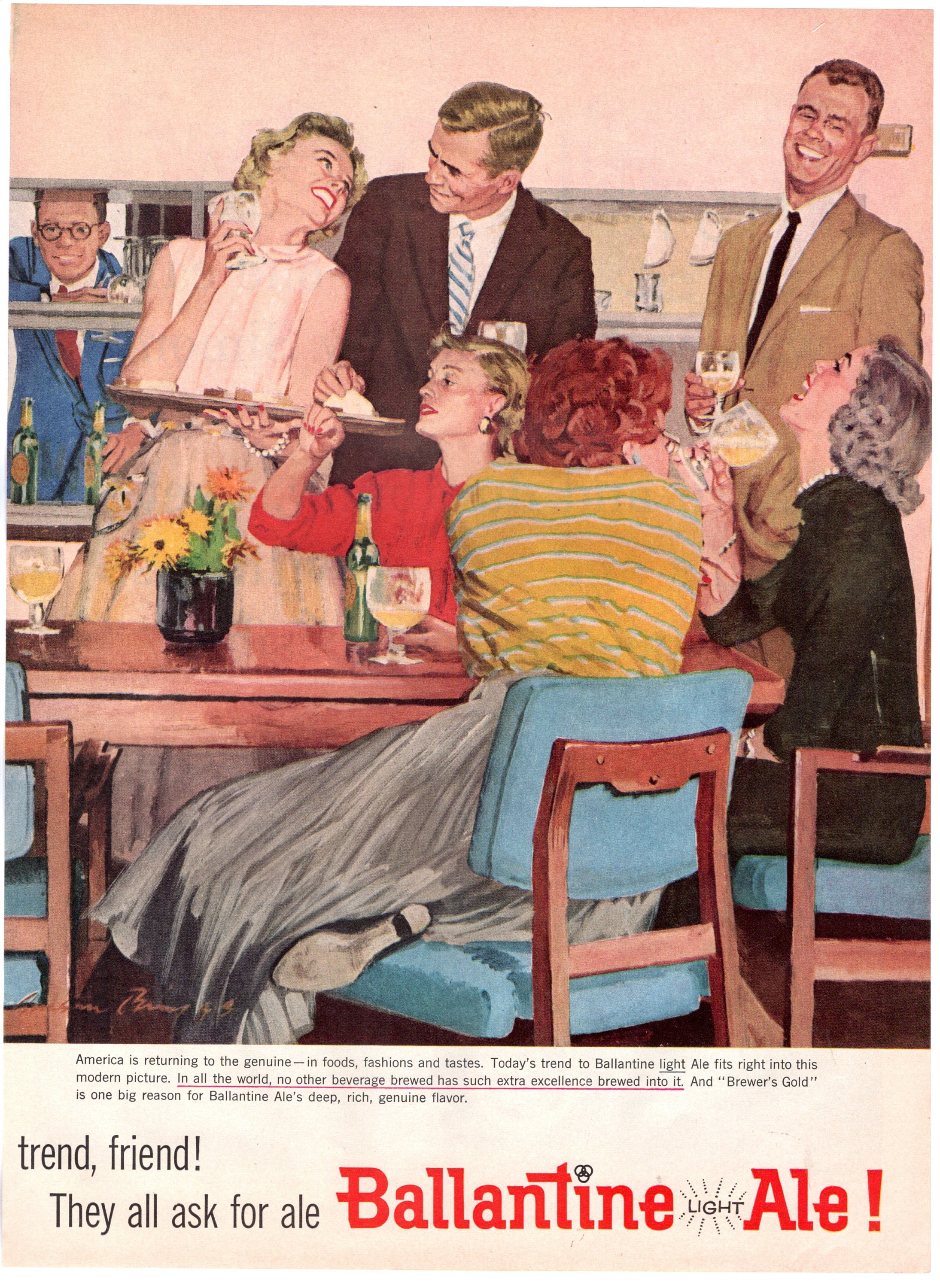 Advertisements 1957 2 Page Original Vintage Ballantine Ale Magazine Ad ...