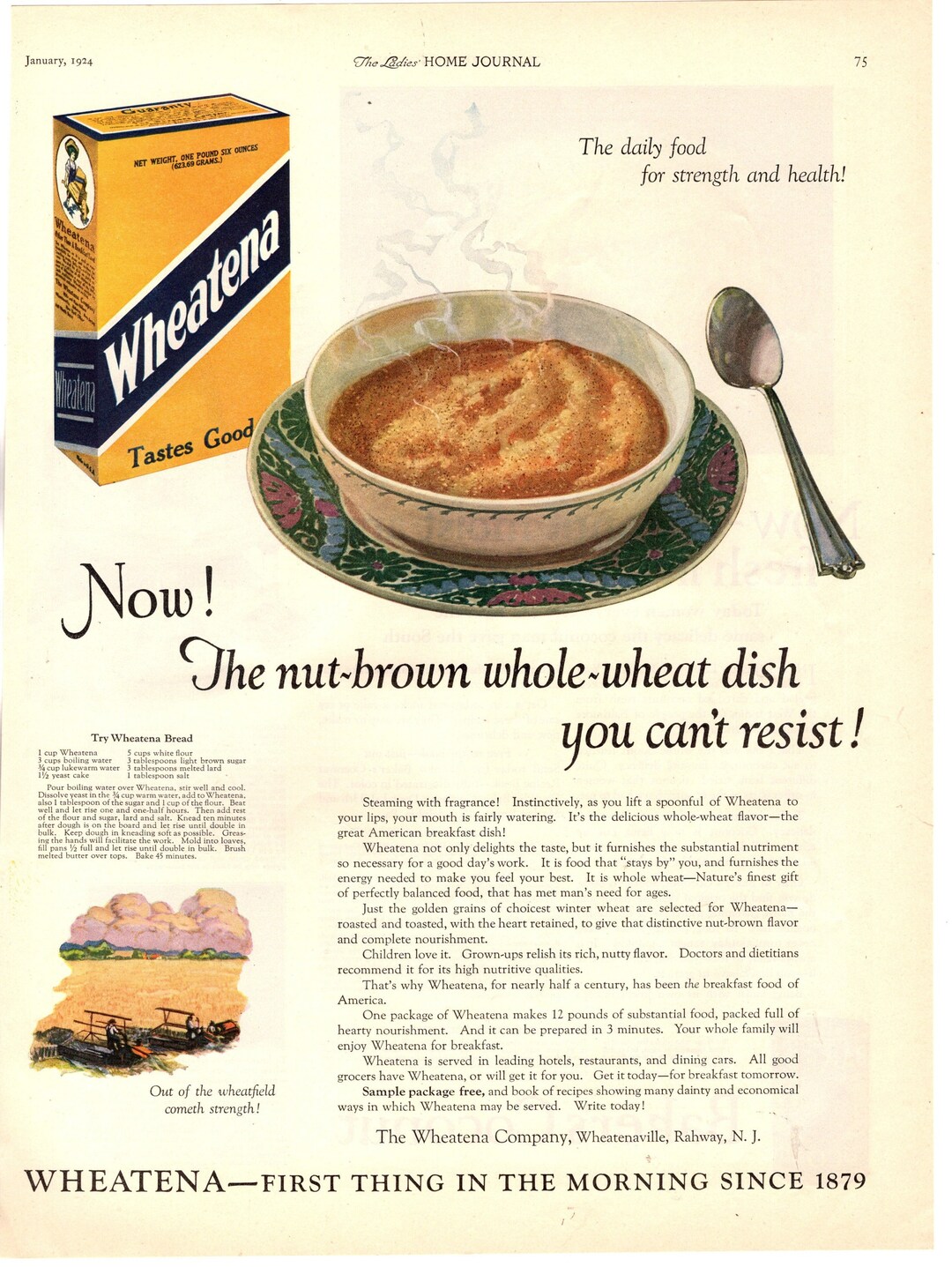 1924 Original Vintage Wheatena Cereal Magazine Ad - Etsy