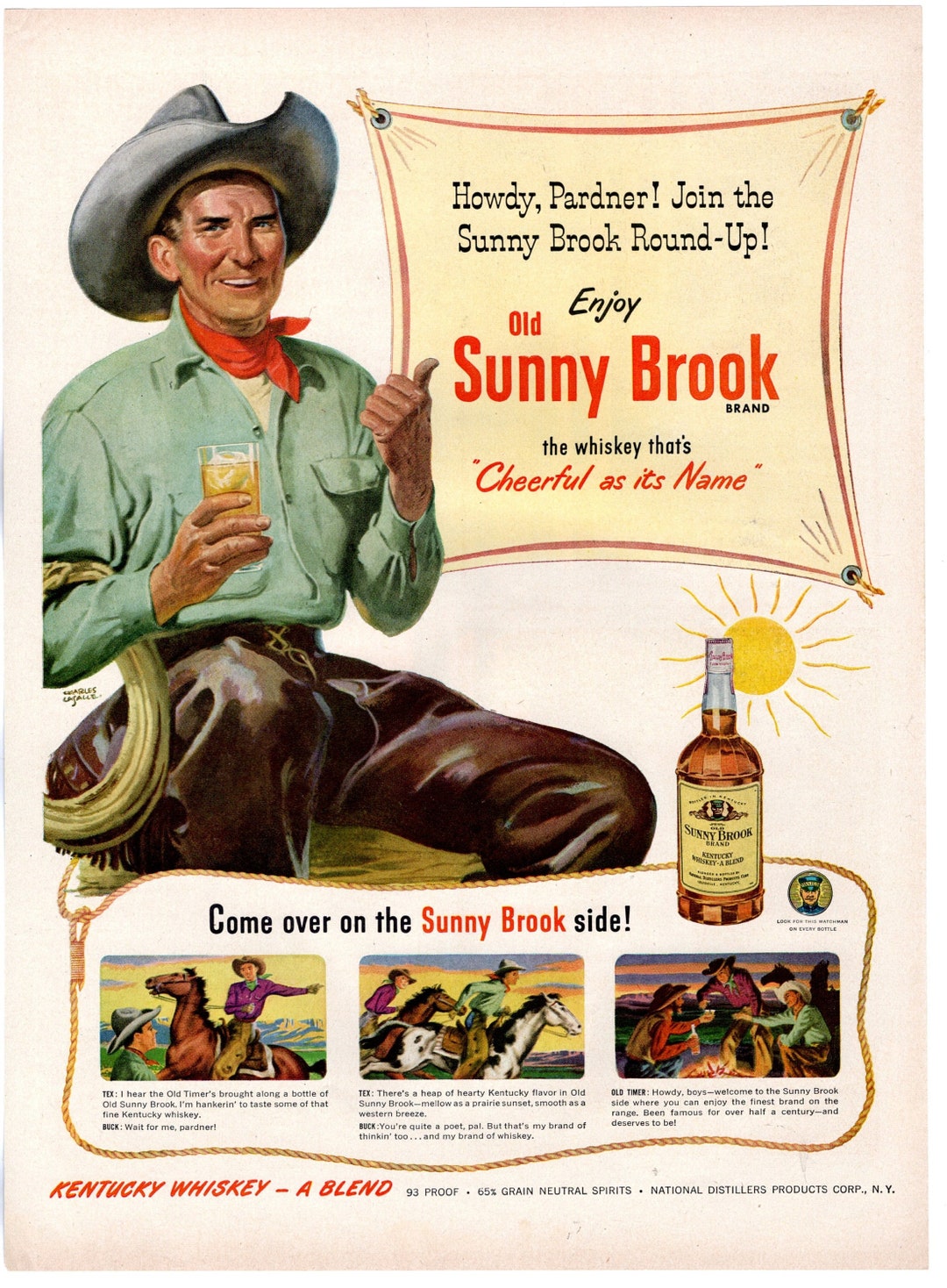 1950 Original Vintage Sunny Brook Whiskey Magazine Ad - Etsy