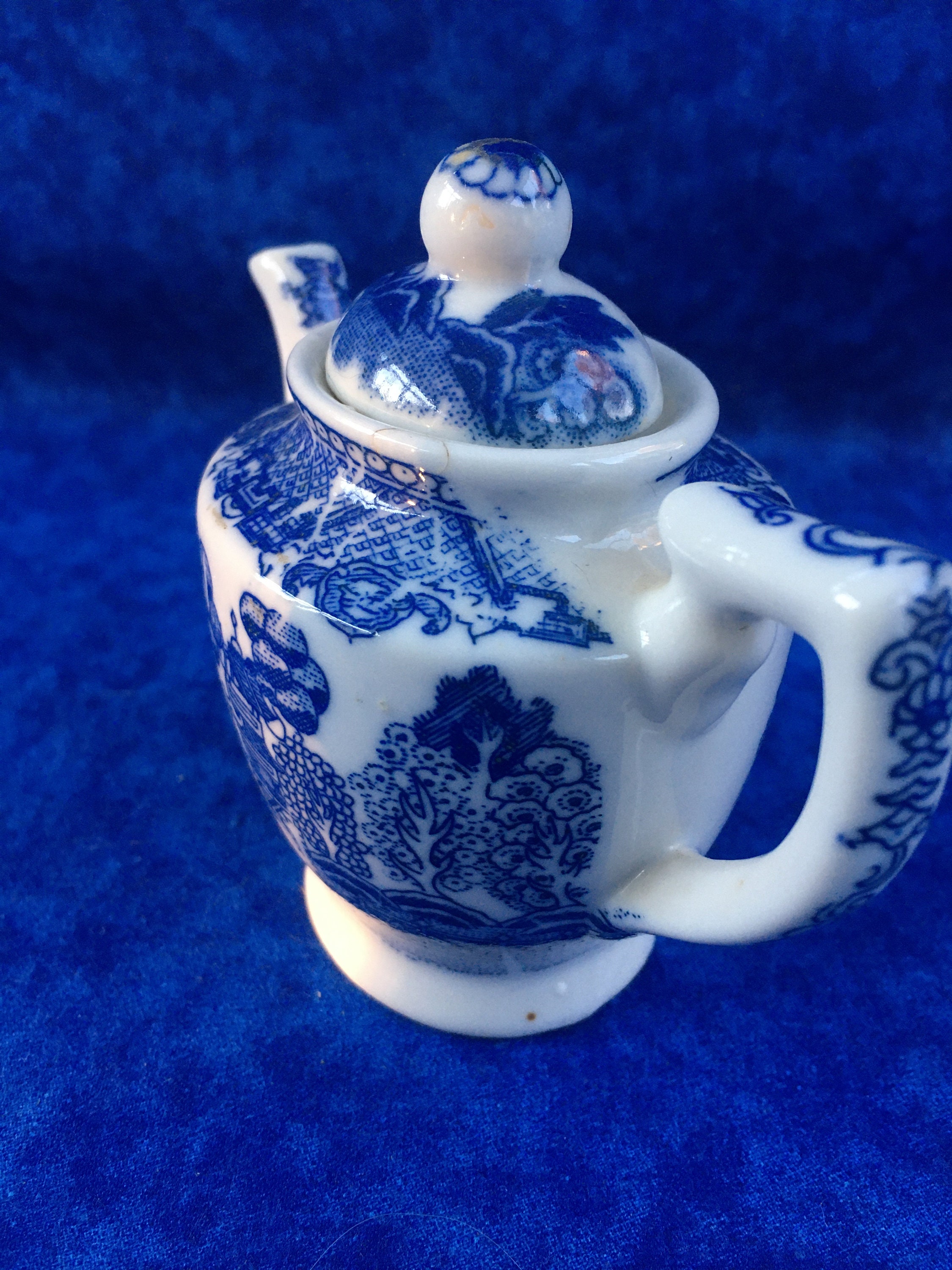 Vintage Child's Toy Teapot Blue & White - Etsy