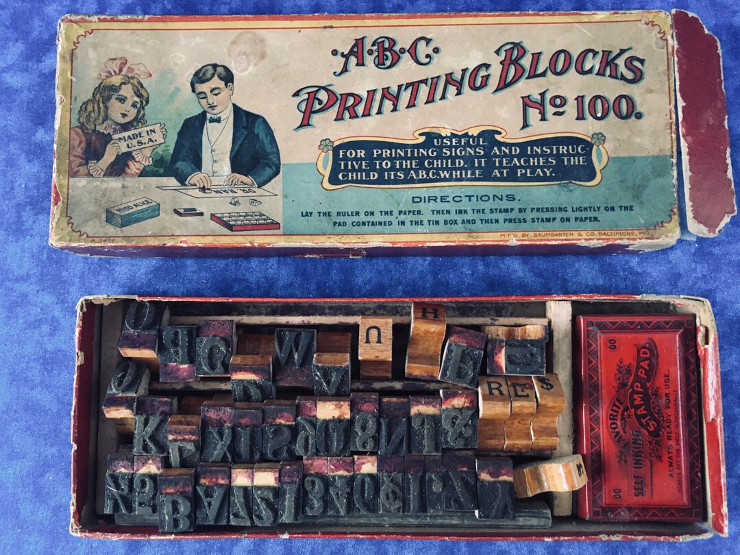Vintage A-B-C Printing Blocks No 100 - Etsy