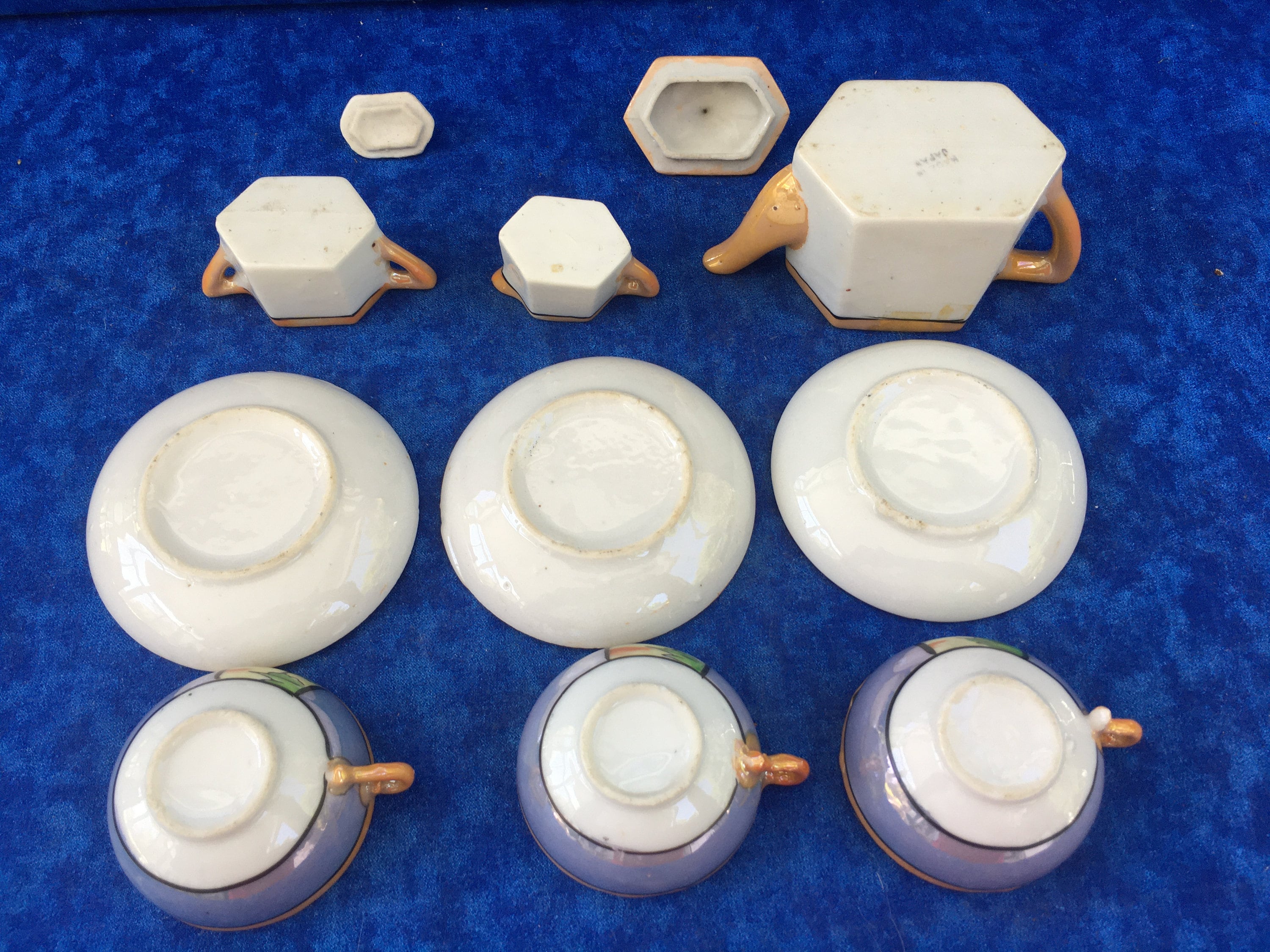 Vintage Children's Tea Set Made in Japan Gold & Blue - Etsy