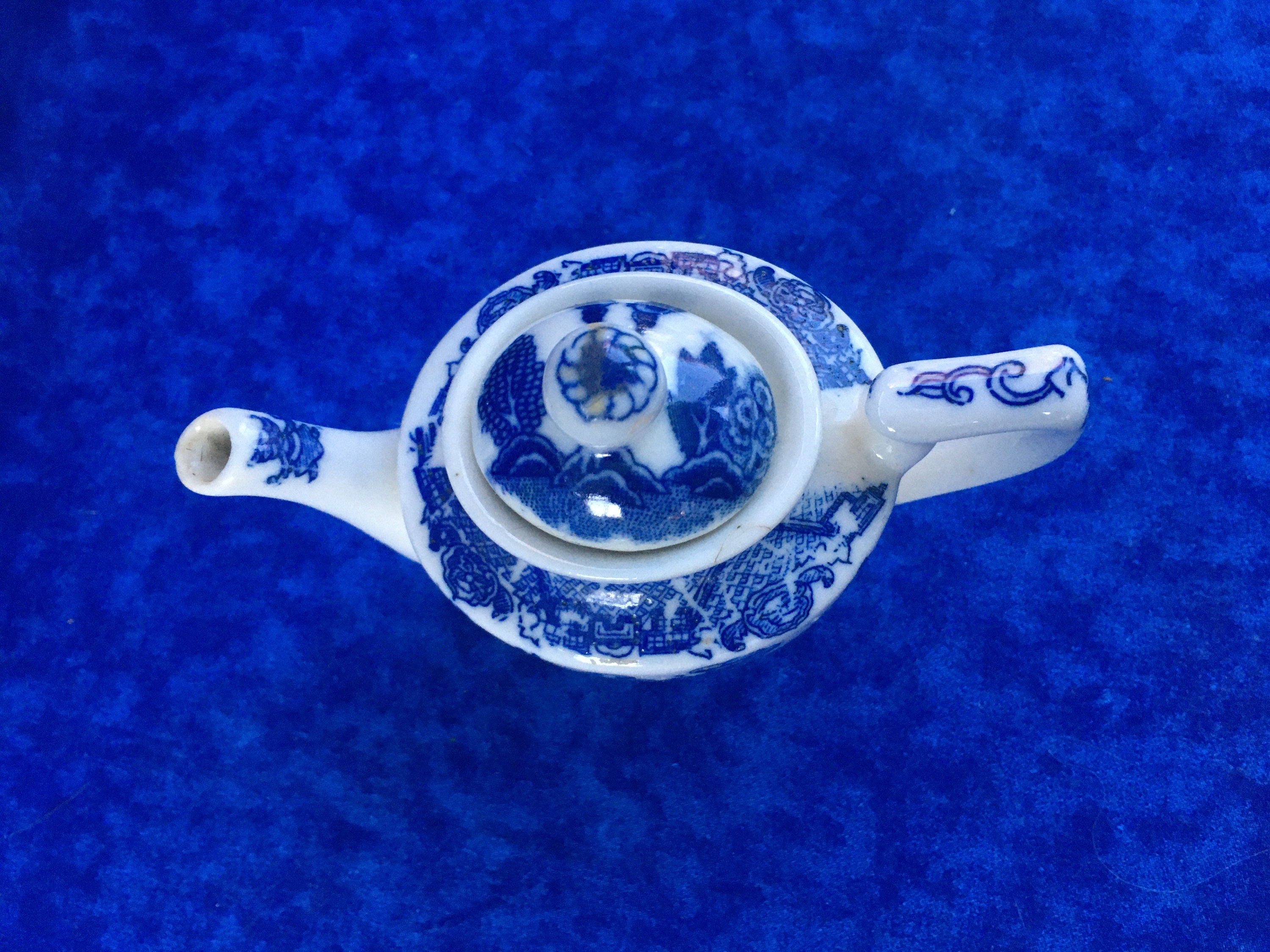 Vintage Child's Toy Teapot Blue & White - Etsy