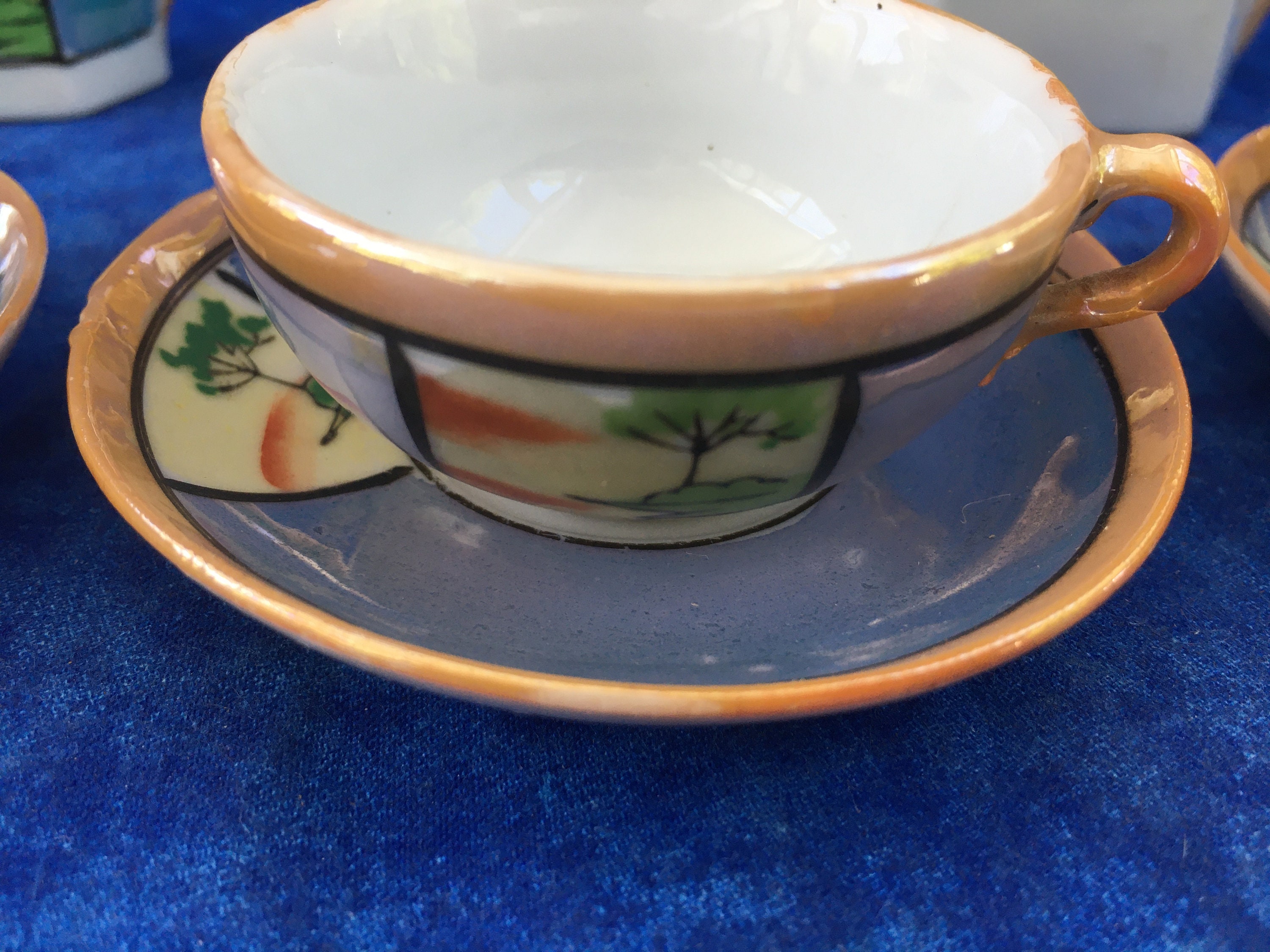 Vintage Children's Tea Set Made in Japan Gold & Blue - Etsy