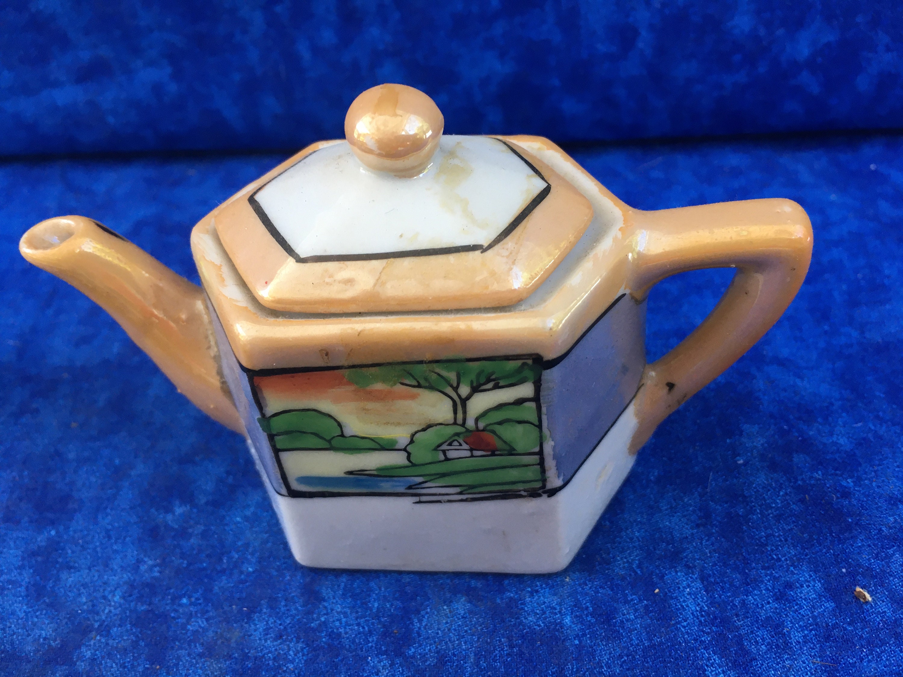 Vintage Children's Tea Set Made in Japan Gold & Blue Lustre - Etsy