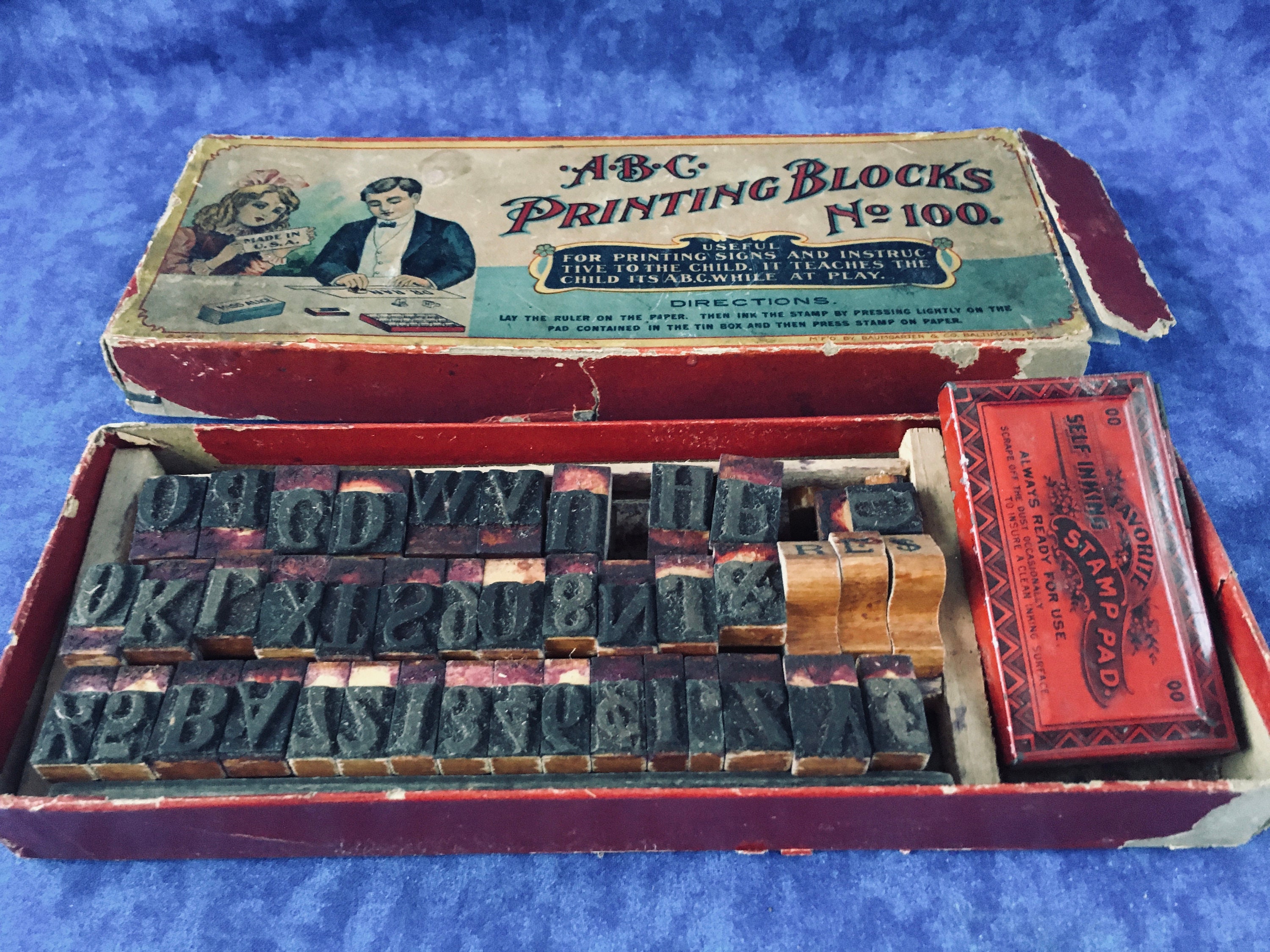 Vintage A-B-C Printing Blocks No 100 - Etsy