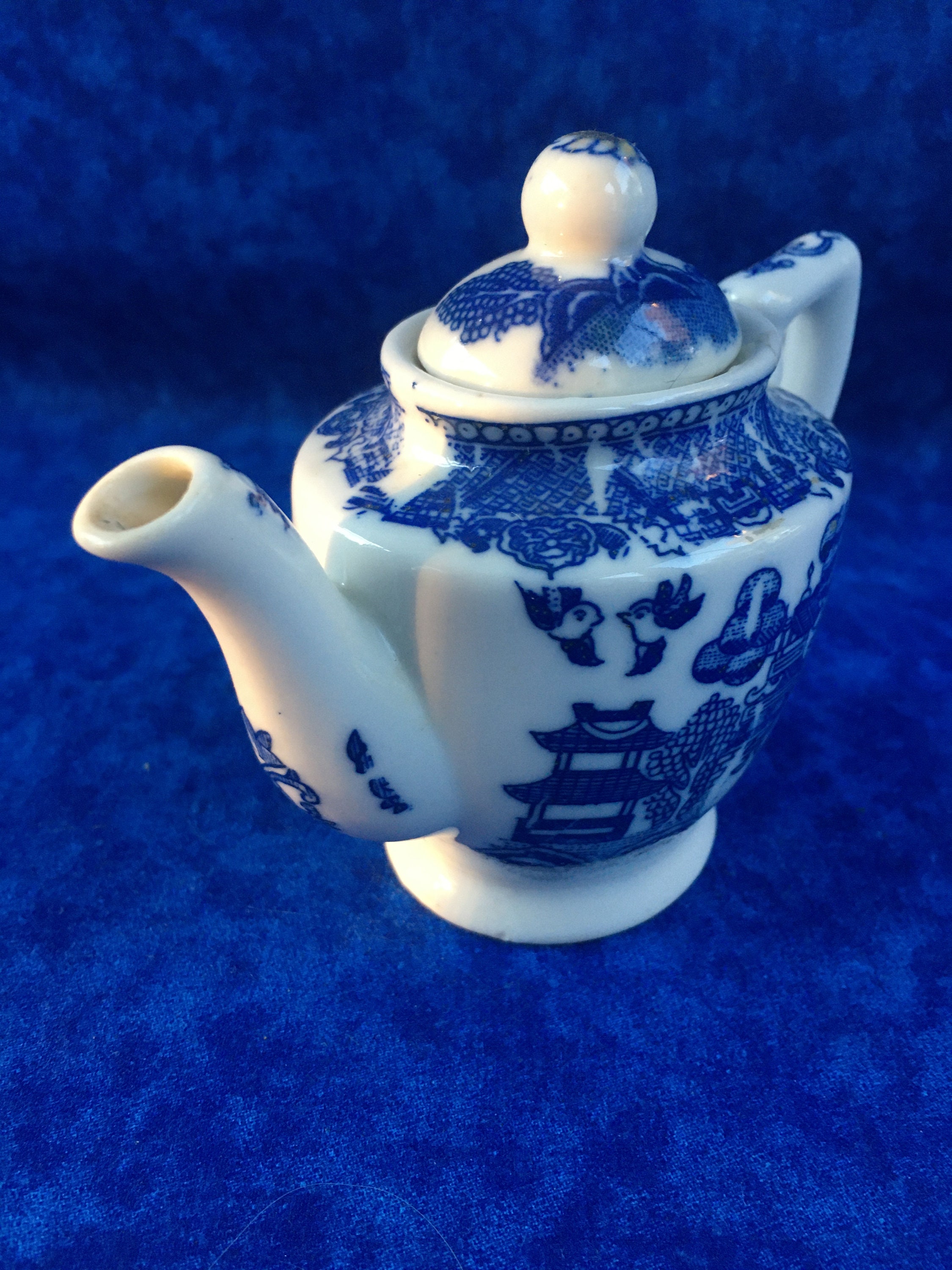 Vintage Child's Toy Teapot Blue & White - Etsy