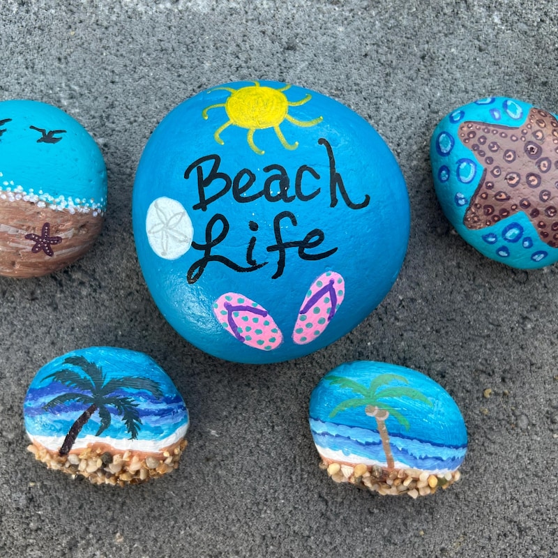 Painted Beach Rock - Etsy