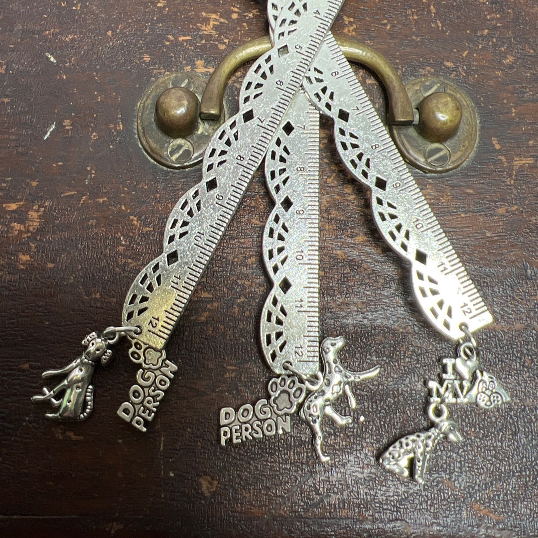 Silver Lace Rose Pd Ruler With Dalmatian and Dog Charms - Etsy