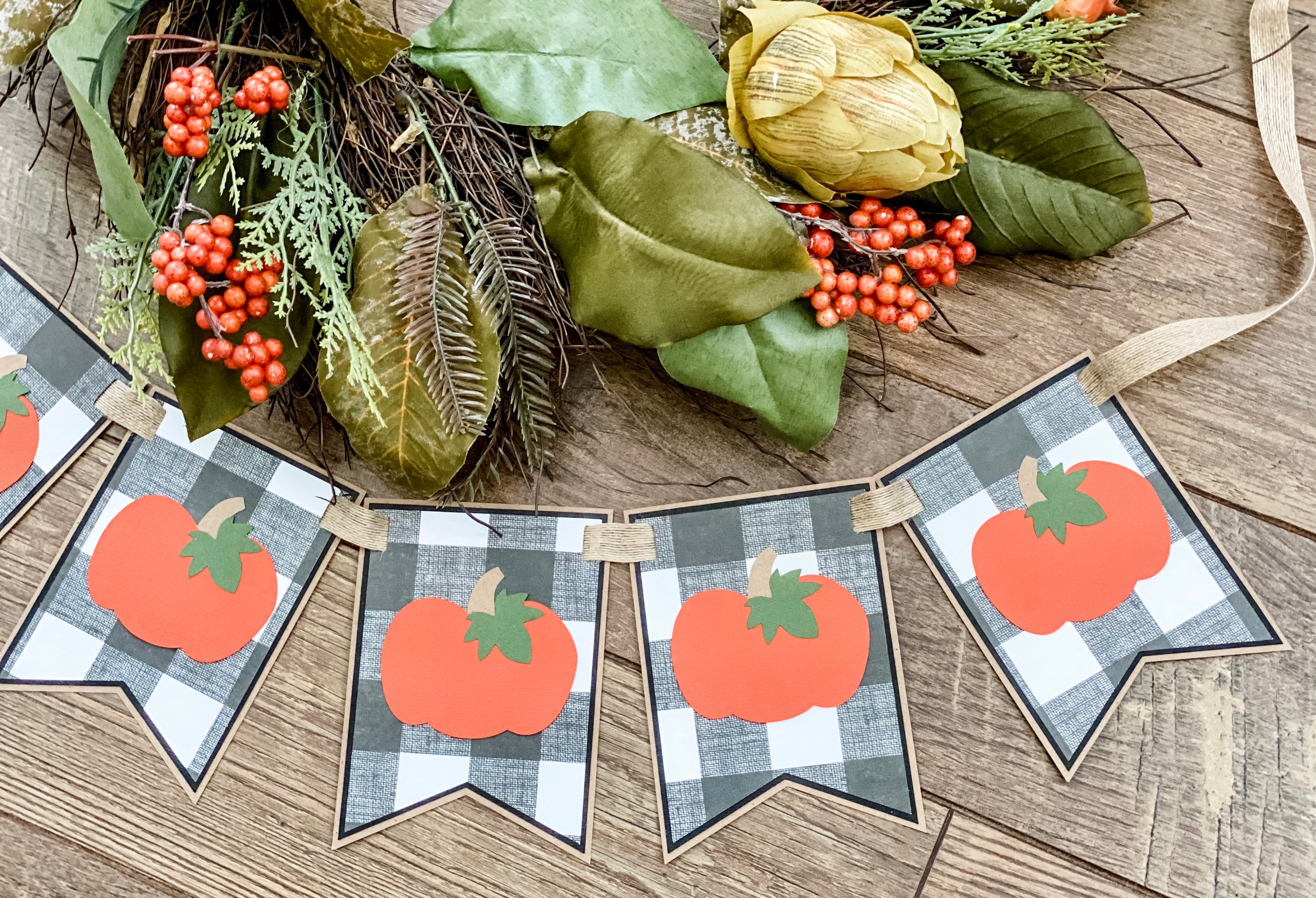 Buffalo Check Pumpkin Banner Fall Banner Buffalo Check | Etsy