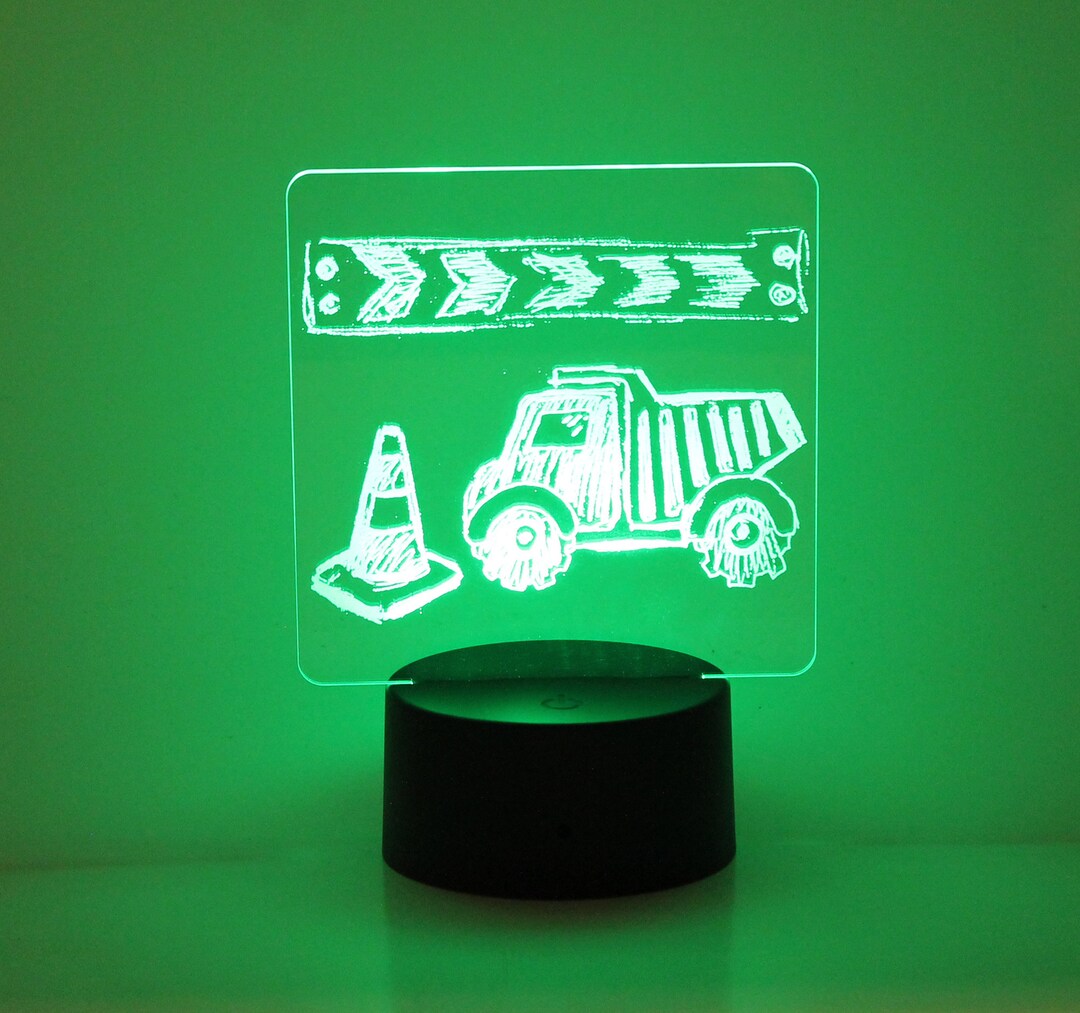 Construction Night Light - Hand Drawn - LED Light - Work Zone - Custom ...
