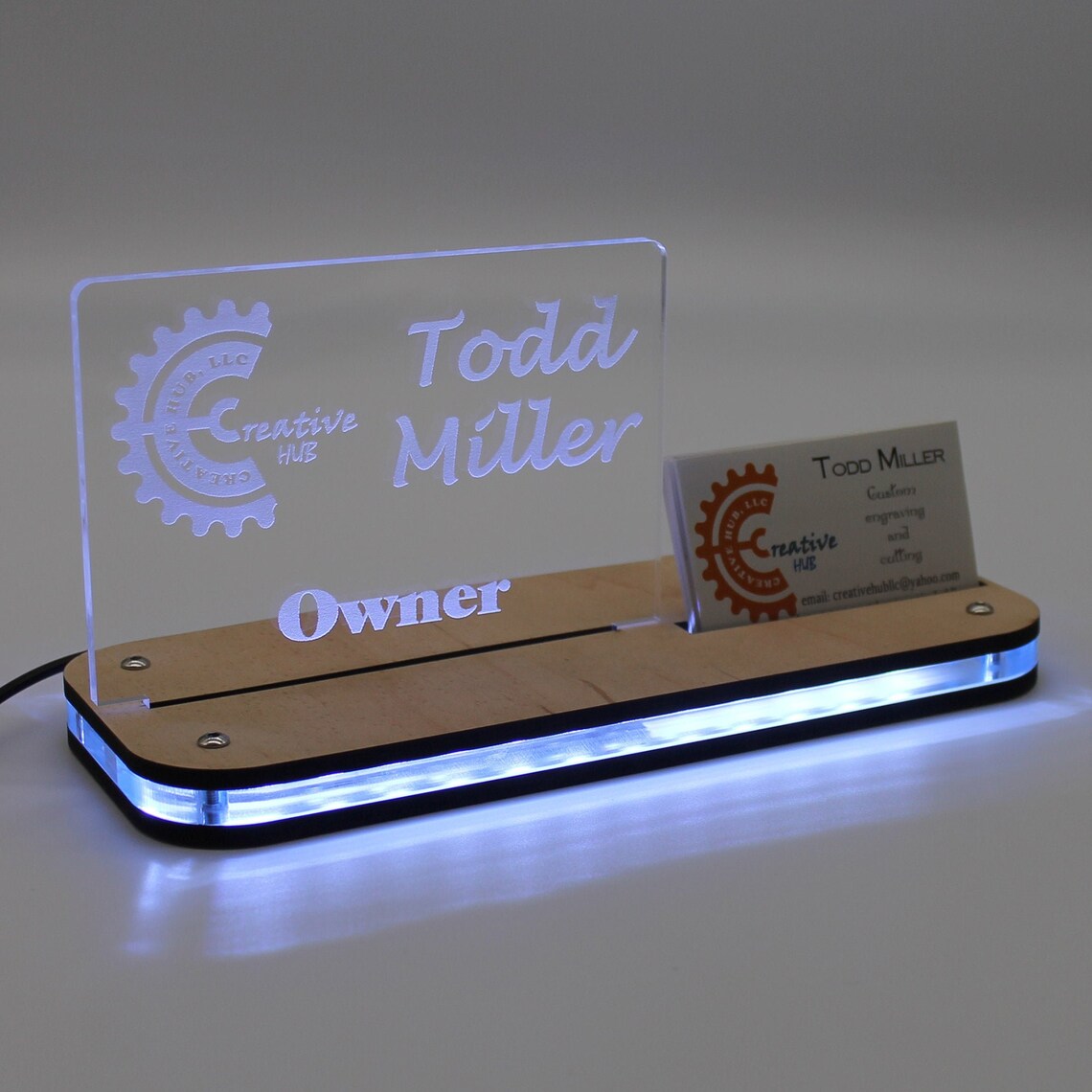 Business Card Display Business Card Holder Desk Light - Etsy India