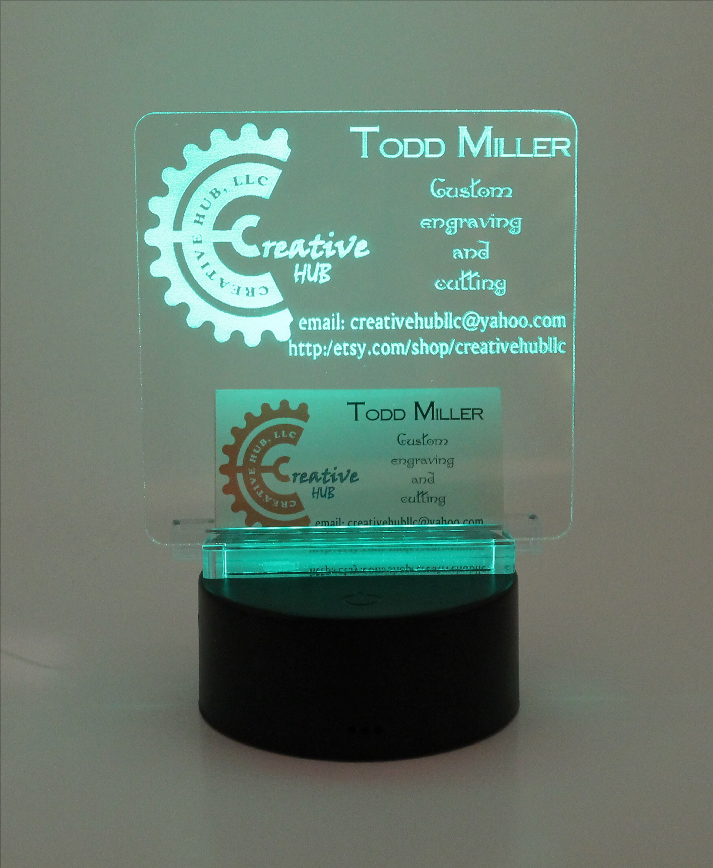 Business Card Holder LED Lit Business Card Personalized - Etsy