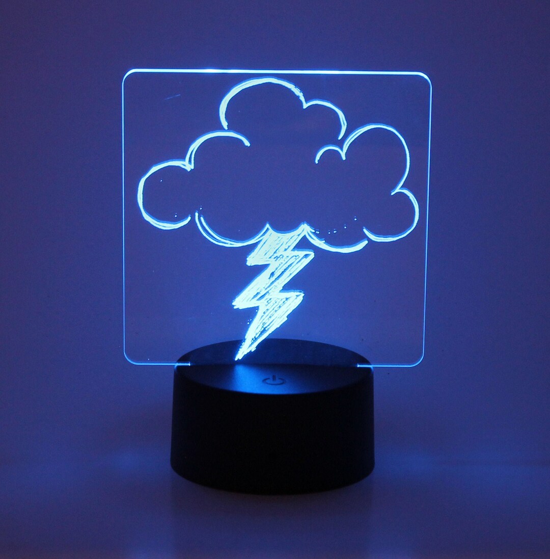 Lightning Night Light - Hand Drawn - LED Light - Thunder and Lightning ...