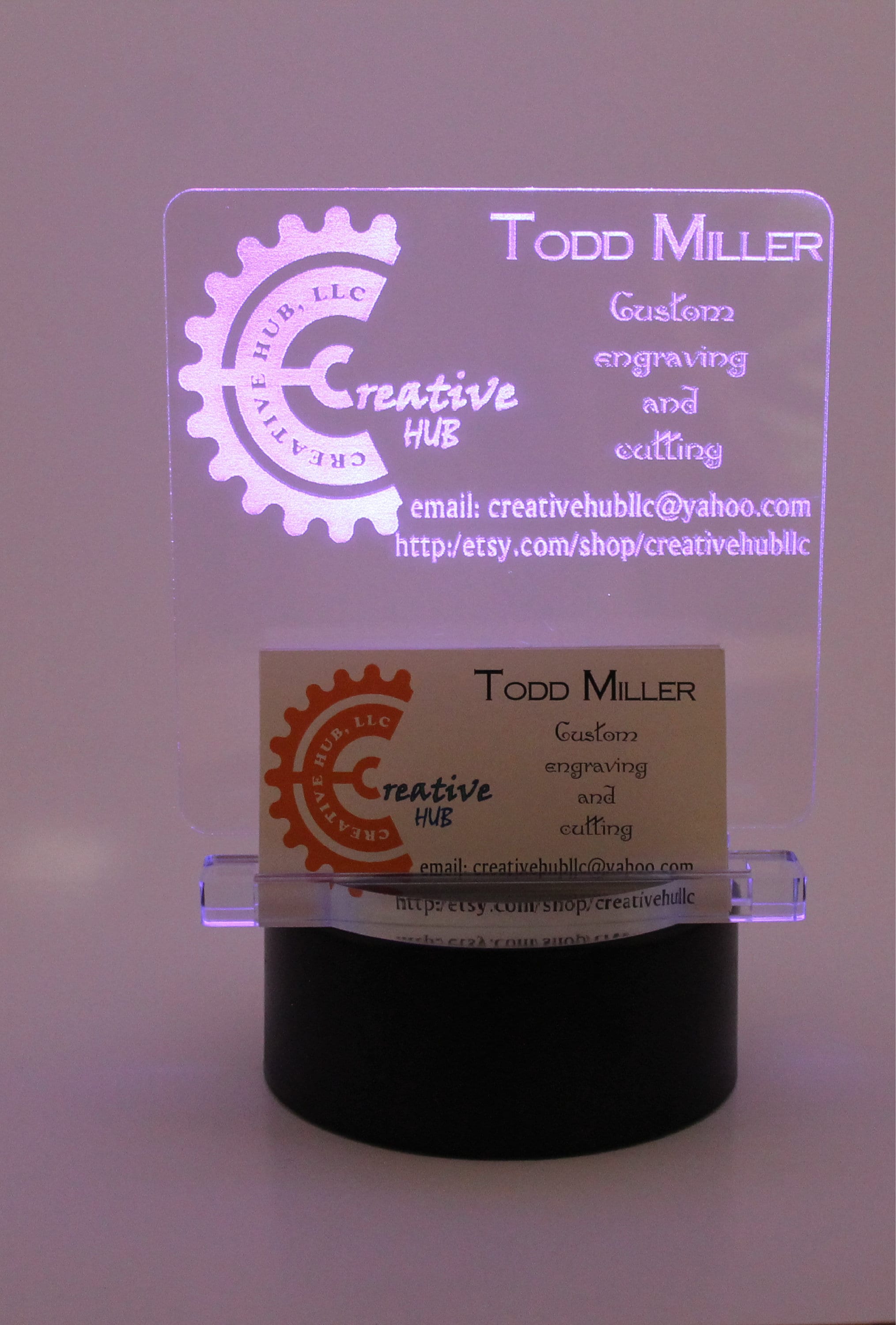 Business Card Holder LED Lit Business Card Personalized | Etsy