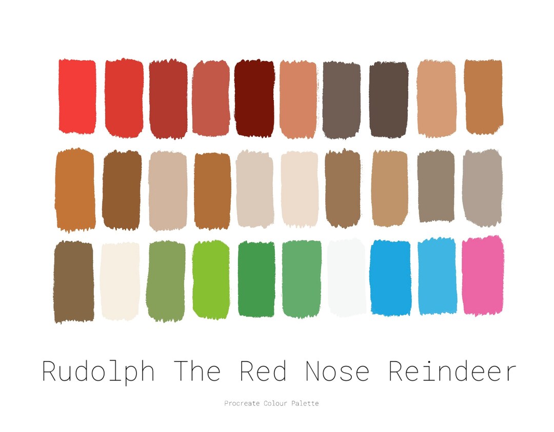Instant Download Procreate Colour Palette Rudolph the Red Nose Reindeer ...