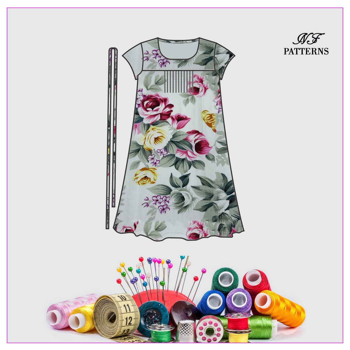 Pintuck dress sewing pattern pdf size 434 636 838 | Etsy